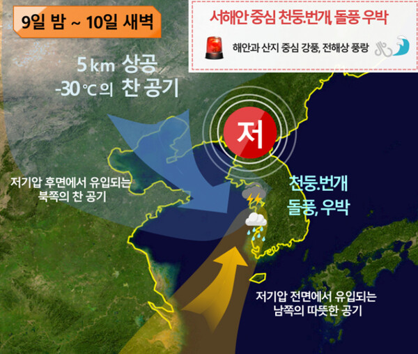 한글날연휴 내일날씨 "매우강한 비" 태풍급 소용돌이 '한랭와' 서울 오늘날씨